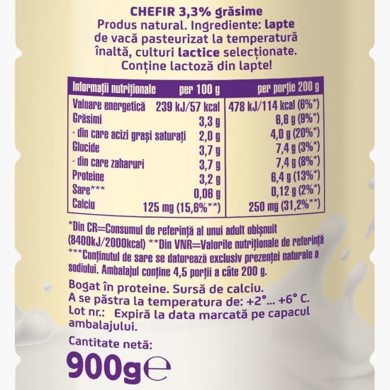 Chefir 3.3% grăsime 900g - Prospețime și varietate - Freshful.ro