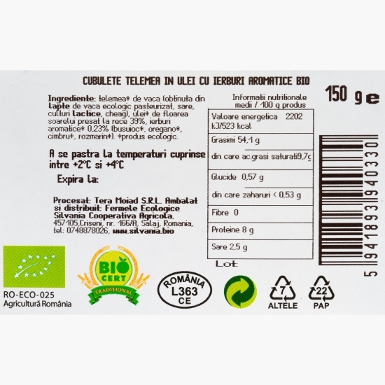 Telemea eco, cubulețe în ulei cu ierburi aromatice 150g - Prospețime și ...