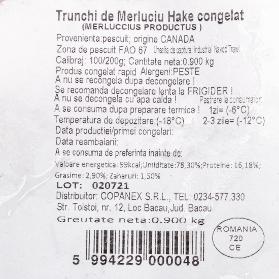 Trunchi de merluciu 900g - Prospețime și varietate - Freshful.ro