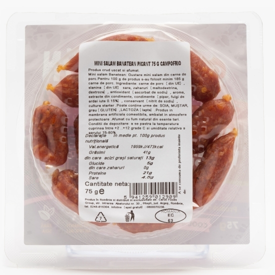 Salam bănățean picant mini 75g - Prospețime și varietate - Freshful.ro