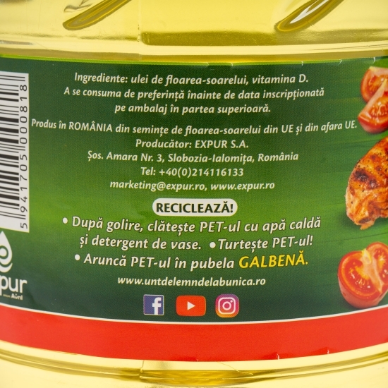 Ulei rafinat de floarea-soarelui Untdelemn 1.8l - Prospețime și ...