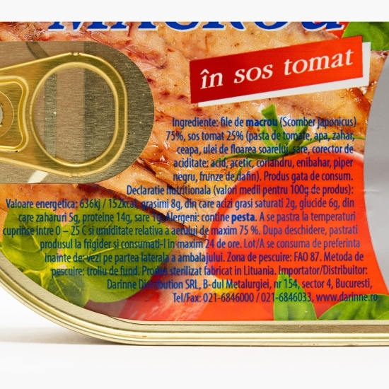 File de macrou în sos tomat 190g - Prospețime și varietate - Freshful.ro