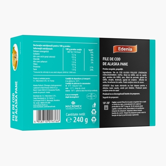File de cod de Alaska pane 240g - Prospețime și varietate - Freshful.ro