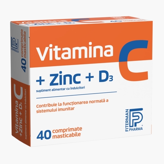 Vitamina C + Zinc + D3, 40 comprimate masticabile - Prospețime și ...