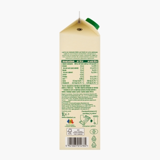 Lapte fără lactoză, 3.5% grăsime, 1l - Prospețime și varietate ...