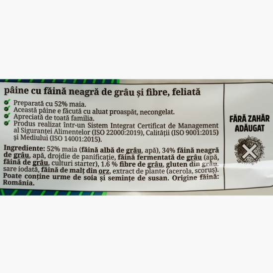 Pâine cu făină neagră și maia, feliată 500g - Prospețime și varietate ...
