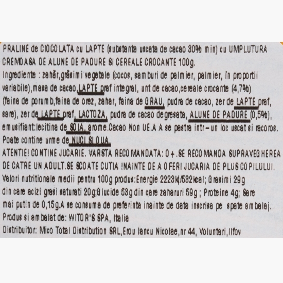 Praline de ciocolată cu lapte și cremă de alune și cereale crocante ...