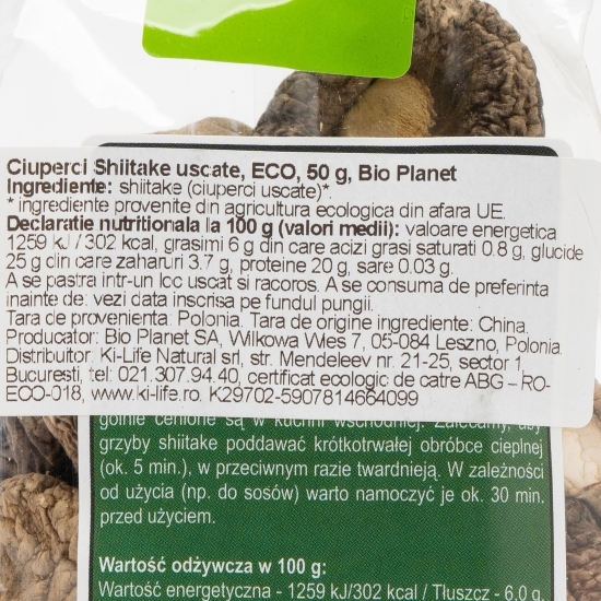 Ciuperci shiitake uscate eco 50g - Prospețime și varietate - Freshful.ro