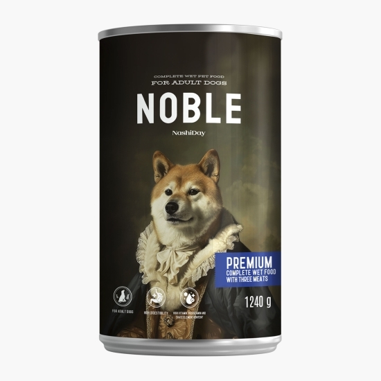 Hrană umedă NashiDay Noble pentru câini cu pui vită și porc, 1240g ...