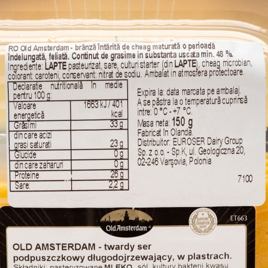 Brânză Gouda maturată felii 150g - Prospețime și varietate - Freshful.ro
