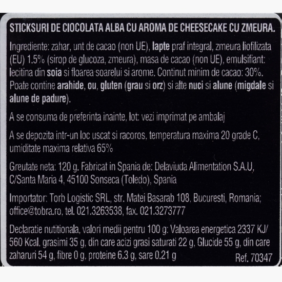 Sticksuri de ciocolată cu lapte cu aromă cheesecake 120g - Prospețime ...