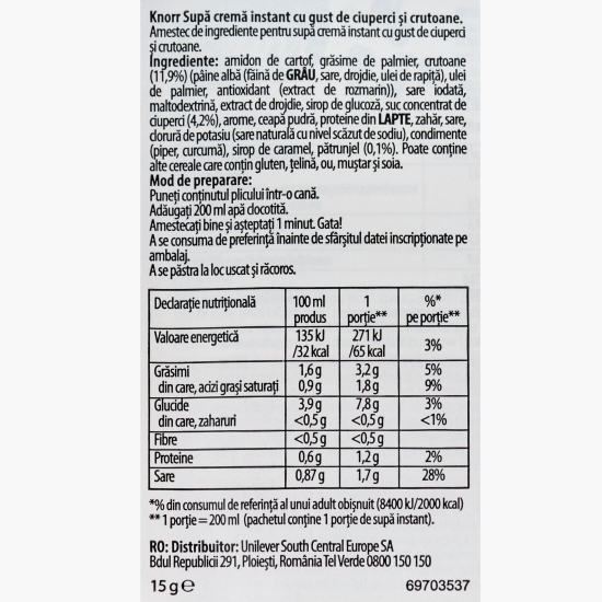 Supă instant Ciuperci cu crutoane, Cup a Soup 15g - Prospețime și ...
