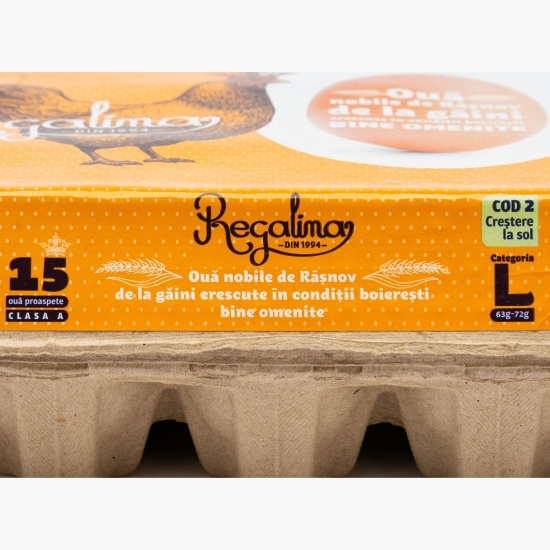 Ouă proaspete de la găini crescute la sol, mărimea L, produs montan, 15 ...