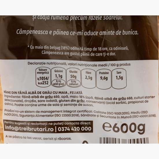 Pâine albă cu maia 600g - Prospețime și varietate - Freshful.ro